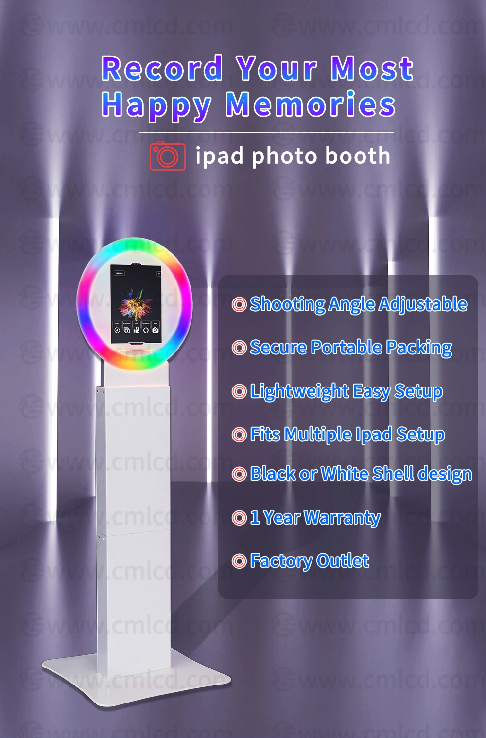 LED Ring Light Social Media Booth Portable Floor Stand Photo Booth ...