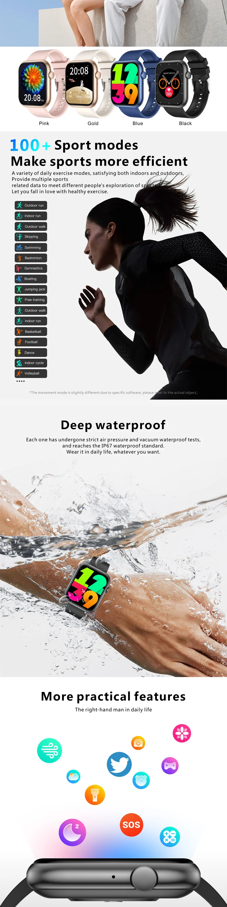 Qx7pro Smart Watch 1.96inch Hd Large Screen Glory Fit App Bt Call Blood ...