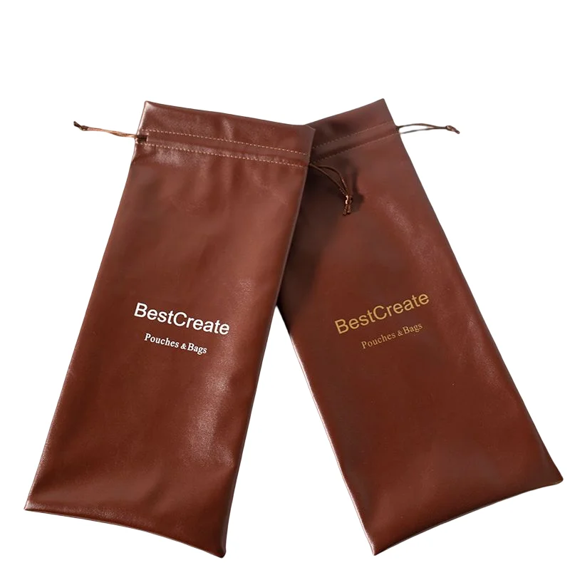 Custom Emboss Logo Round Bottom Black Leather Makeup Pouches PU Scent ...