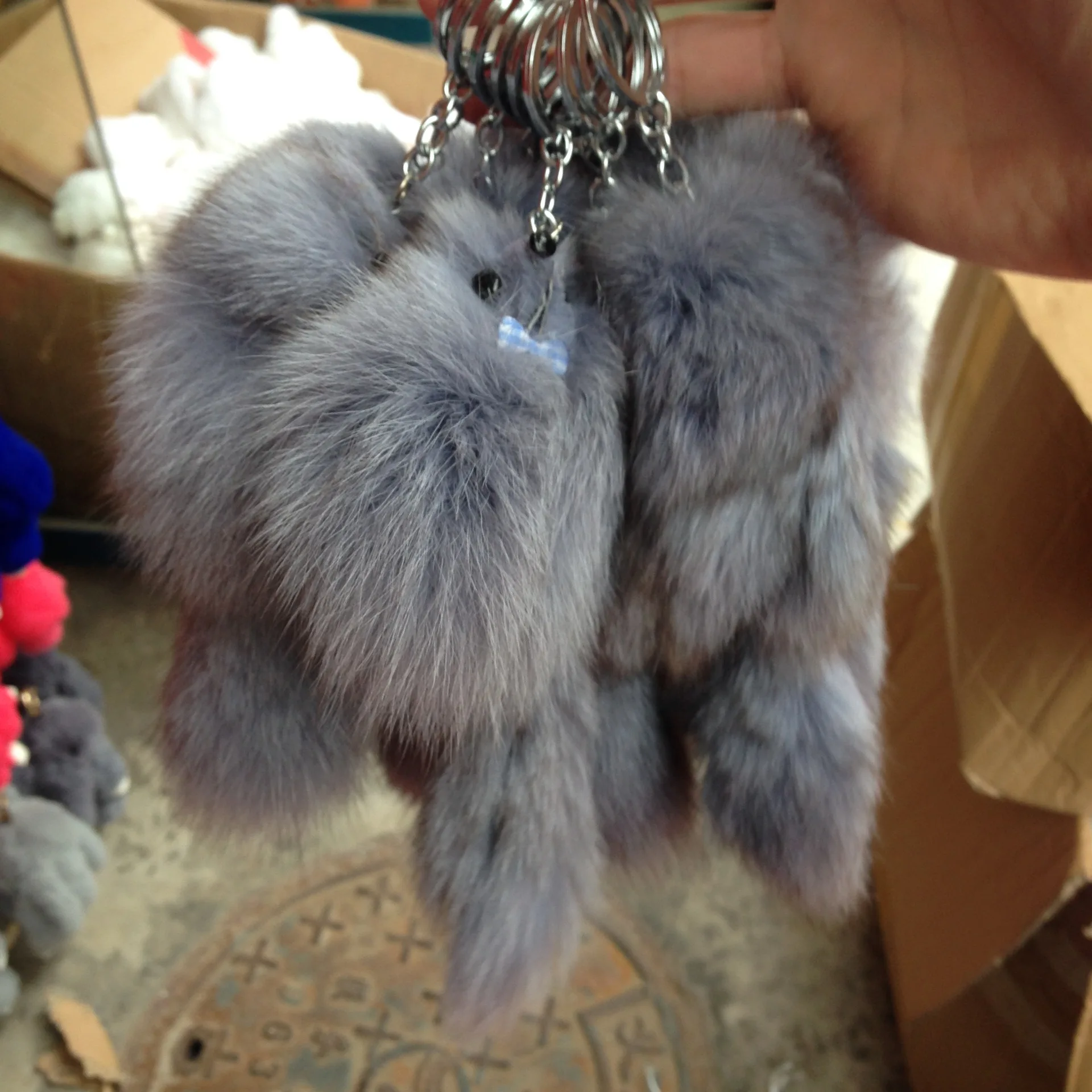 Fox Plush Pompom Keychain Cute Toys Plush Stuffed Animal Soft Keychain ...