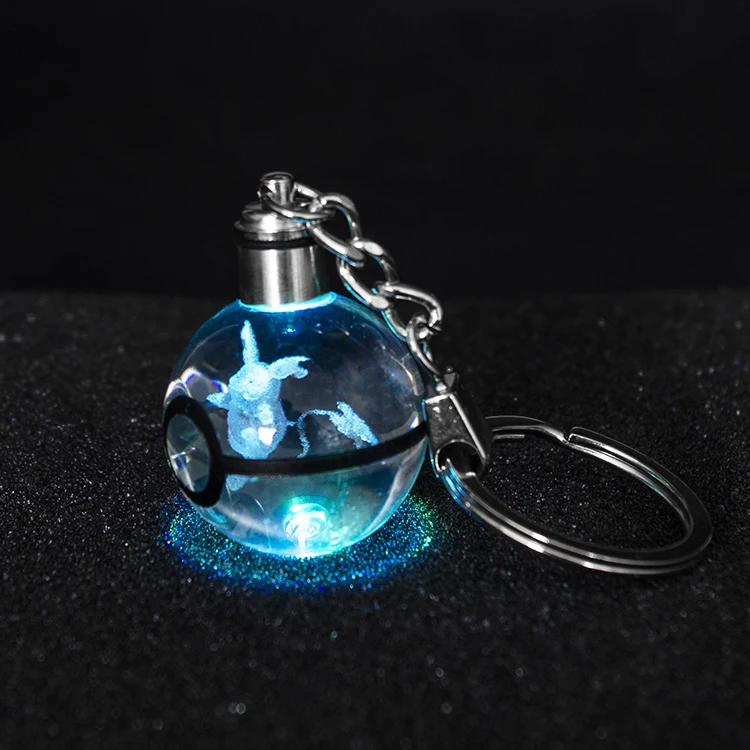 Cheap Wholesale Led Light Pokeball Crystal Keychain Custom Logo 3d ...
