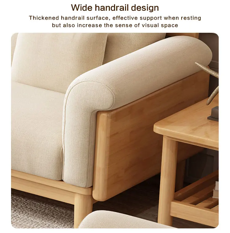 Nordic Solid Wood Fabric Sofa Living Room Combination Simple Modern ...