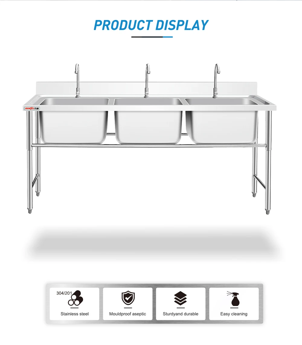Commercial Kitchen 304Stainless Steel Sink Europe Restaurant Sink Chef ...