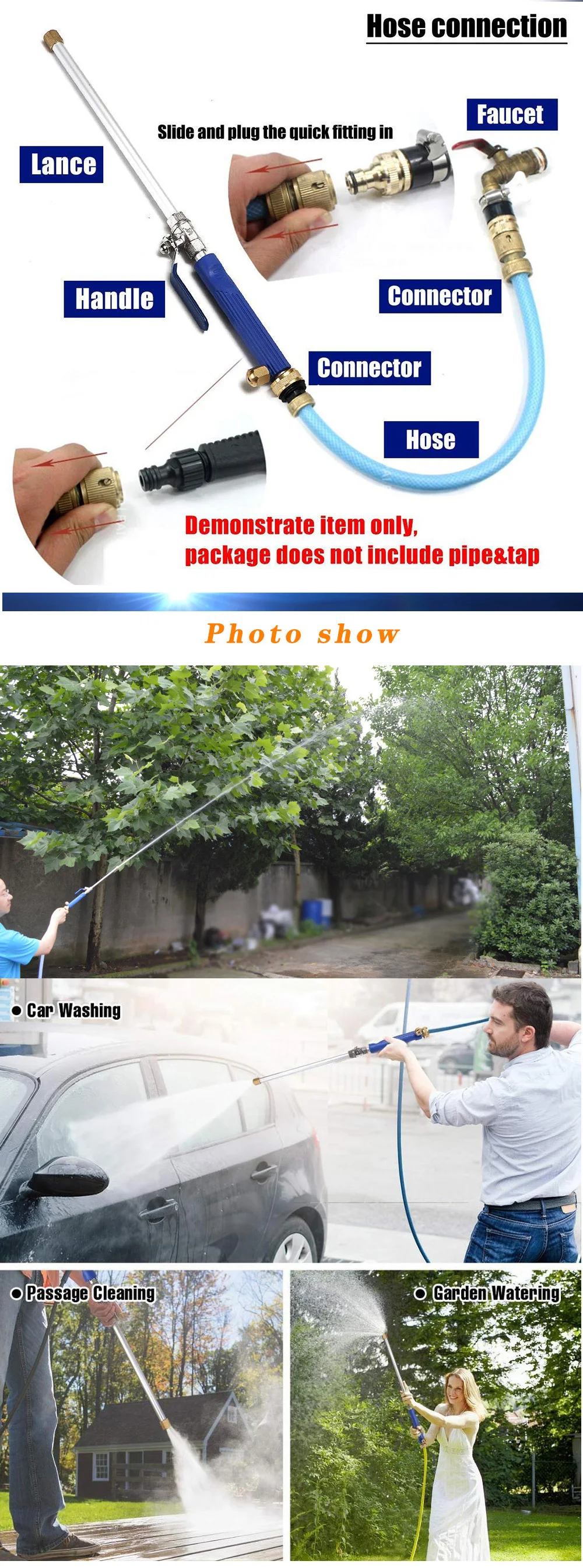 High pressure spray car washing tools garden water jet washer