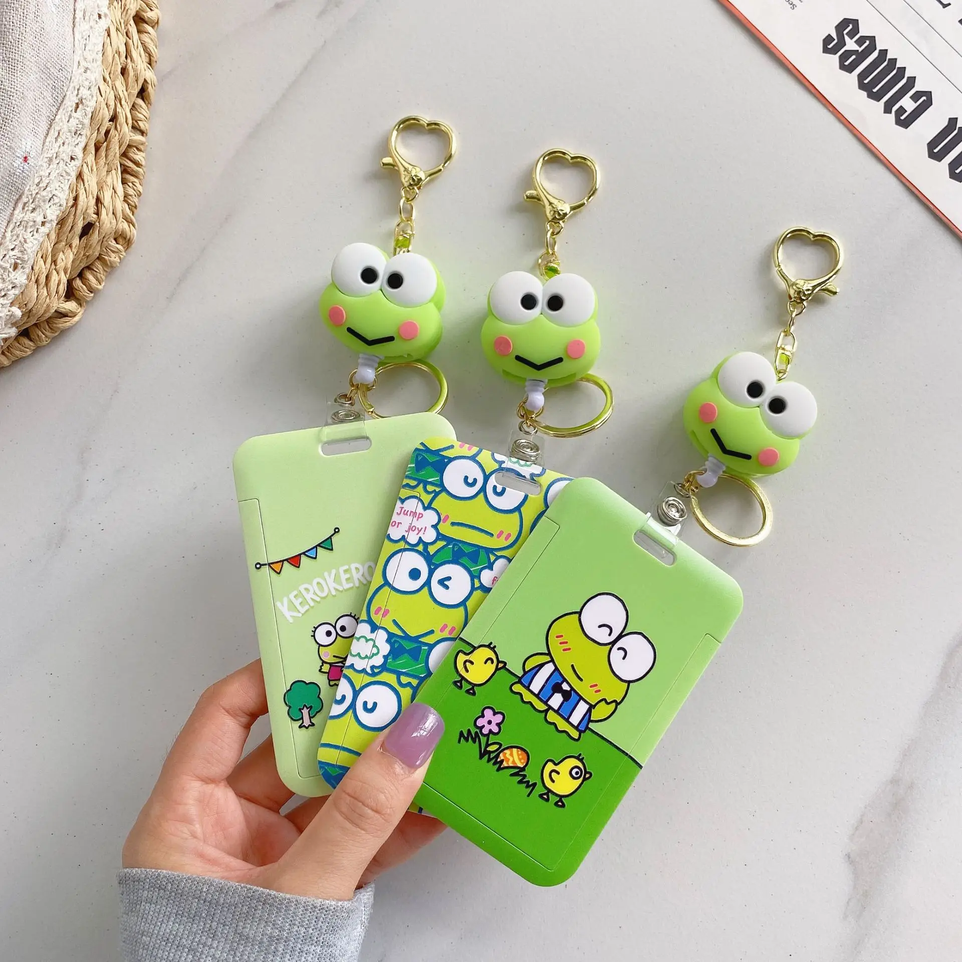 Cute Cartoon Keroppi Frog Hello Kitty Card Holder 3d Silicone Scalable ...