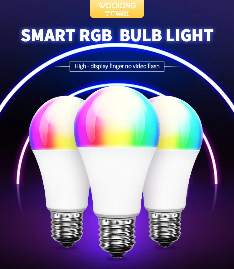 WOOJONG A60 RGB Wifi Smart Led Light Bulb Color Changing Smart Bulb ...