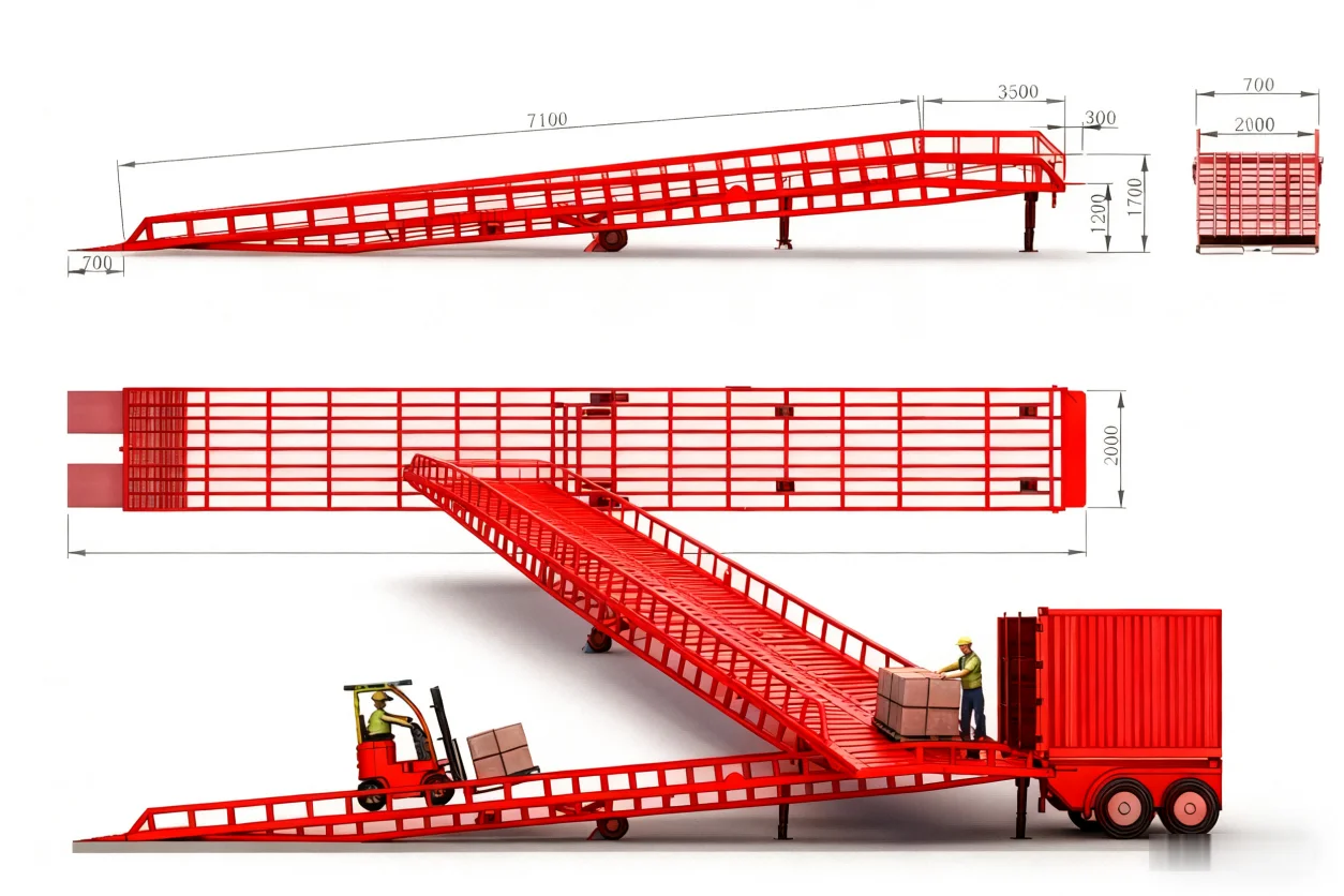 Hydraulic Mobile Container Loading Dock Ramp Portable Cattle Forklift ...