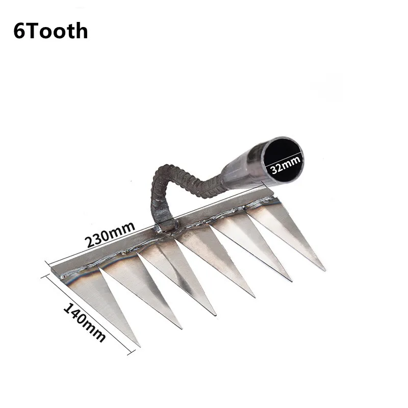 4/5/6/7 Teeth Carbon Steel Garden Hand Rake Farm Tool Weeding Scarifier ...