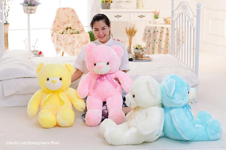 Glowing Bear Plushies Led Teddies Bears Plush Toys Valentine's Day Gifts Stuffed Light up Led ...