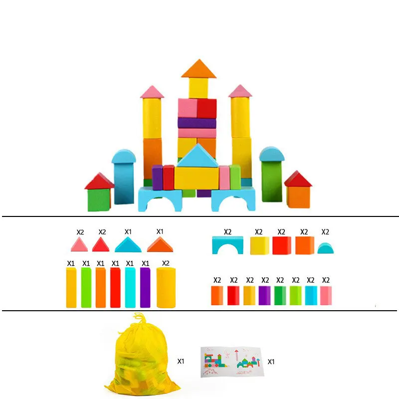 Wooden Building Blocks Set - 100 Blocks for Educational Fun