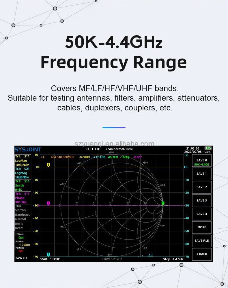 SV4401A Vector Network Analyzer - 50KHz-4.4GHz, 7" Touch LCD, Ideal for ...
