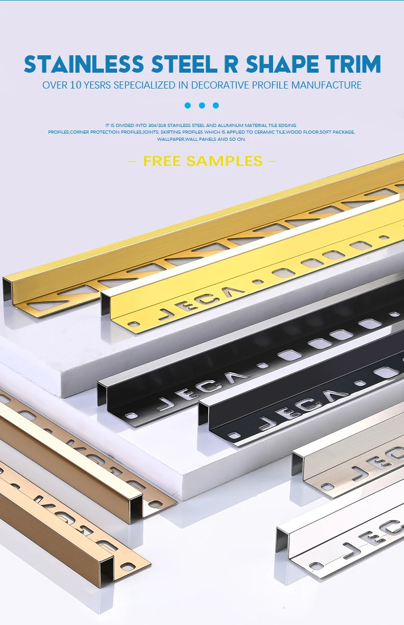 Foshan Factory JECA Stainless Steel Tile Trim for Wall Edges