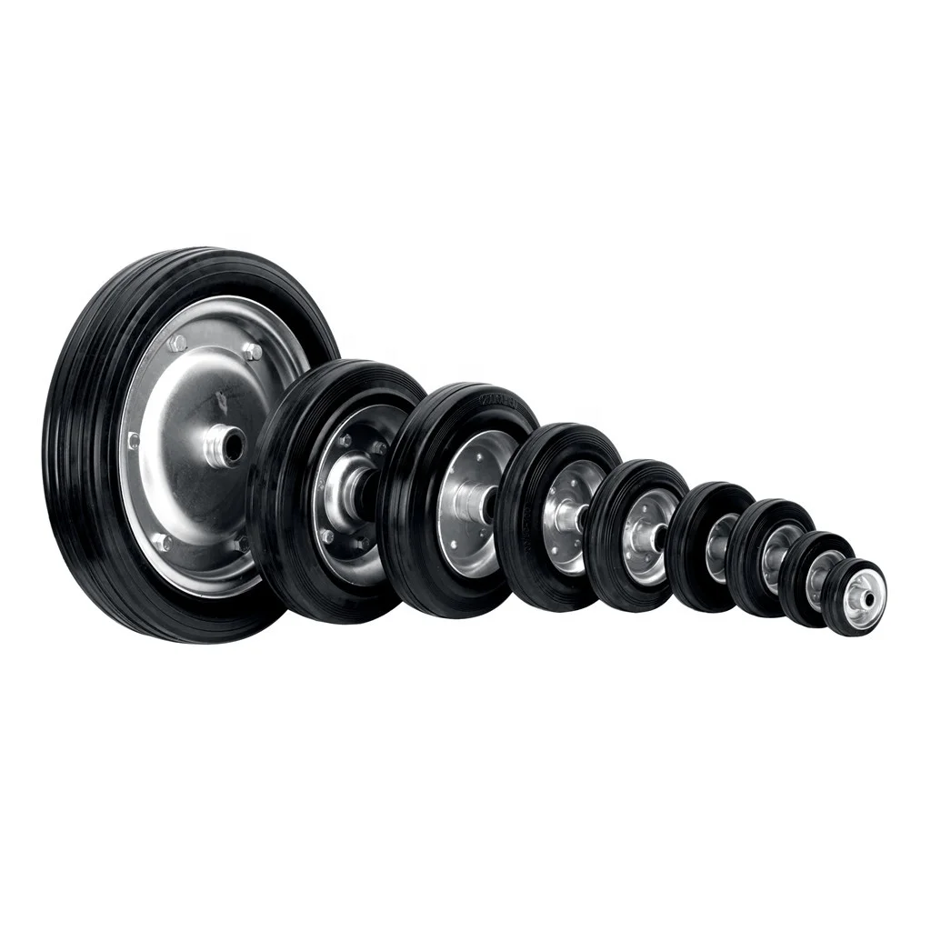 SS elastic solid rubber cart wheels 80 100 125 140 160 180 200 250 280 ...