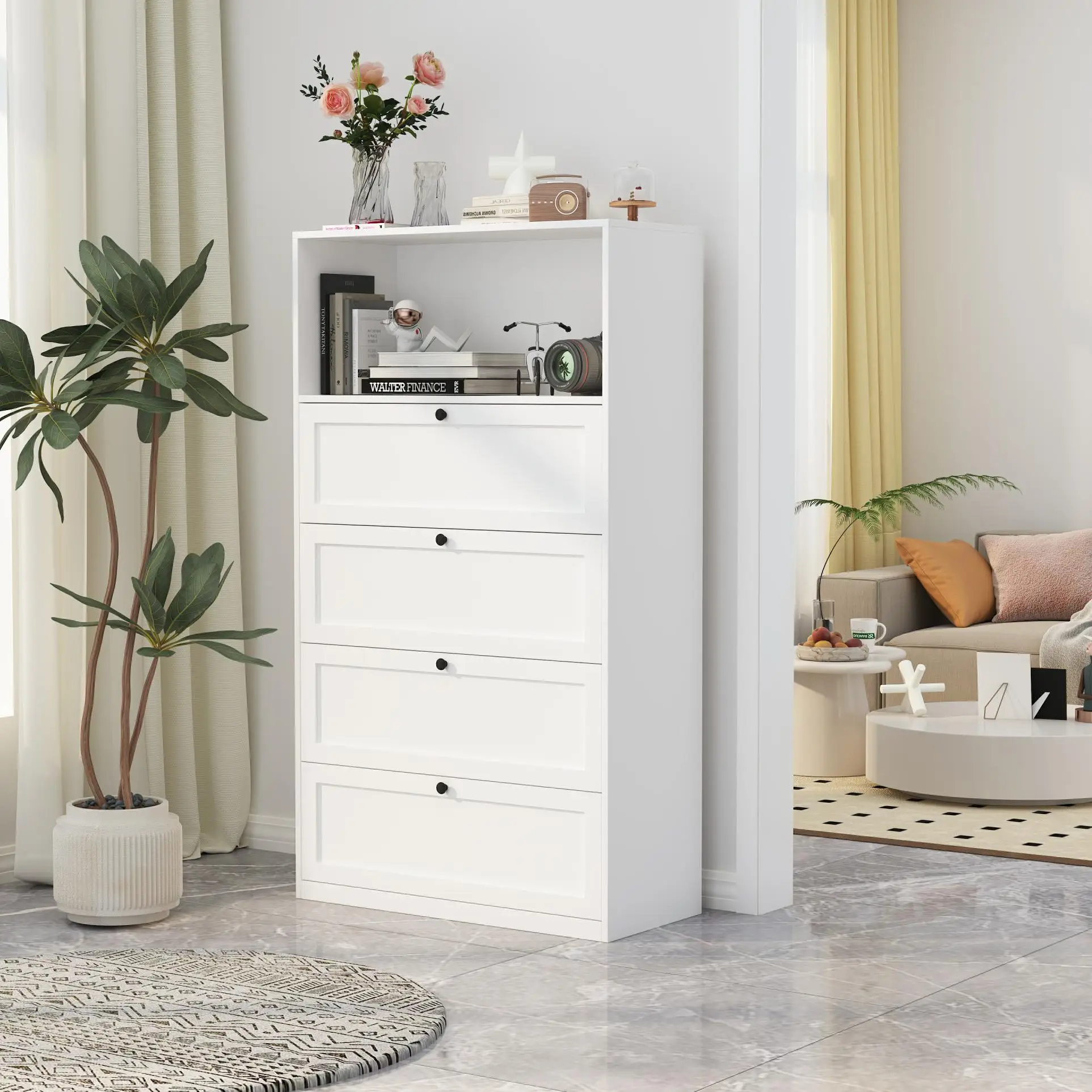 White Storage 3 Drawer Cabinet Custom Living Room Cabinets Chest of ...