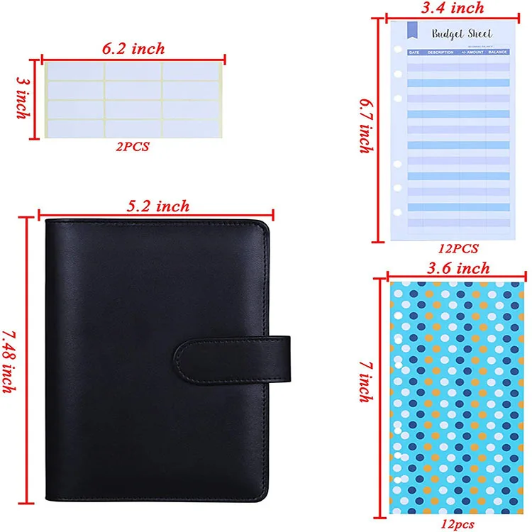 Custom Laminated Money Wallet Planner - A6 A7 Clear Labels