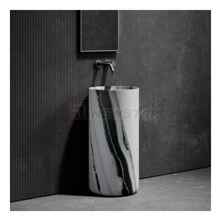Newstar Luxury Panda White Marble Pedestal Basin Freestanding Bathroom ...