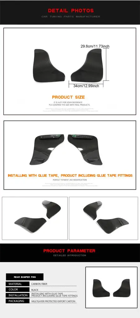 Carbon Fiber Rear Bumper Splitter Canards for Tesla Model Y 2019-2021 ...