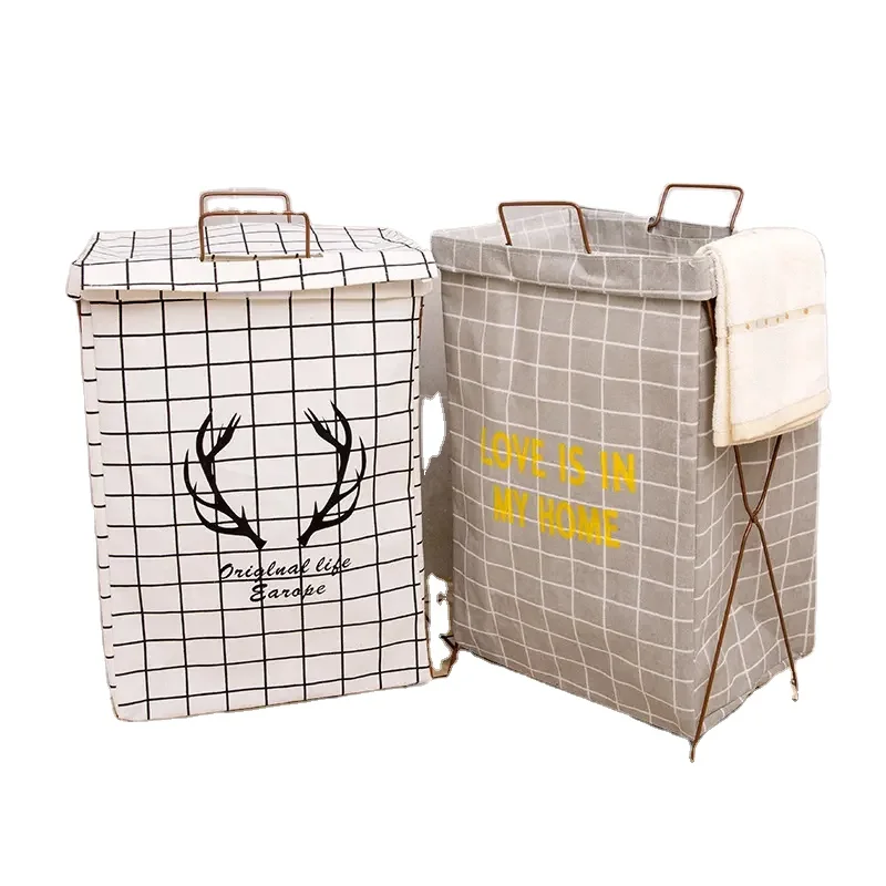 Collapsible Waterproof Iron X Frame Dirty Clothes Laundry Fabric Bin ...