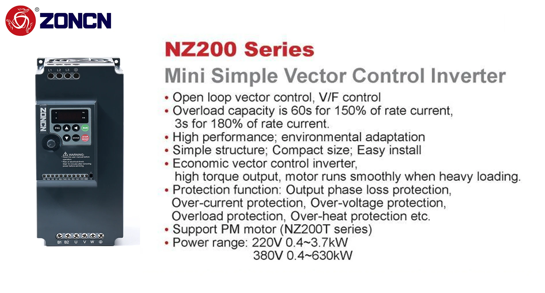 ZONCN Vfd Ac Drives 7.5kw 380v - Efficient Motor Control