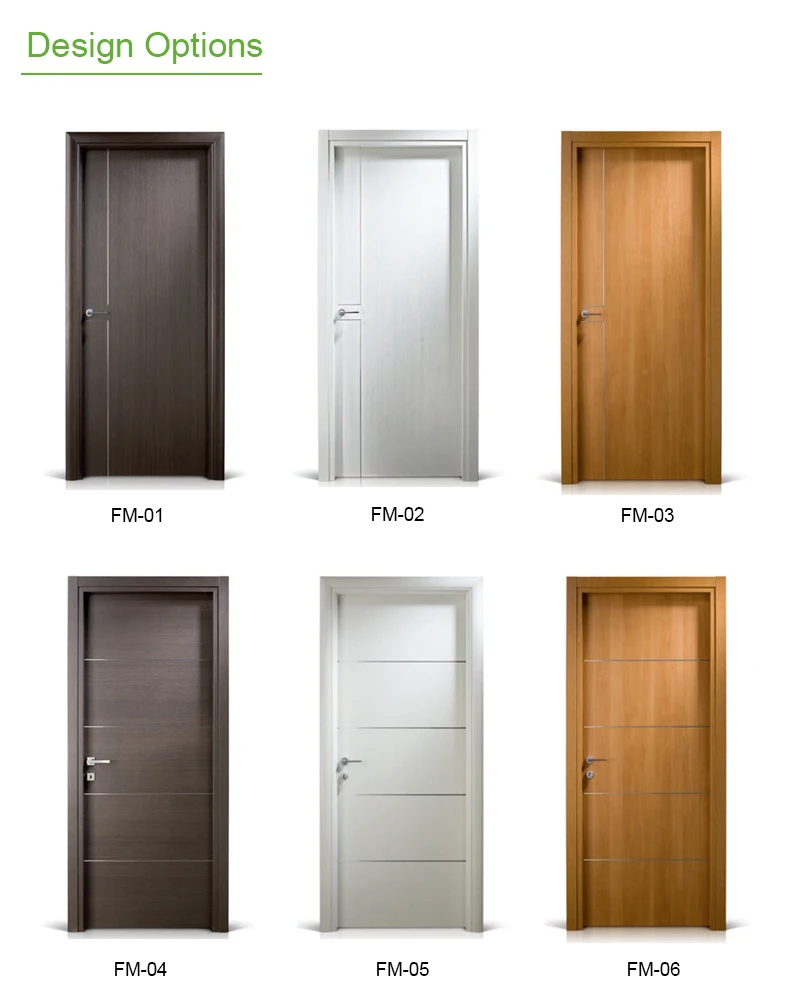 Modern Solid Core Walnut Veneer MDF Door with Metal Strips - Interior ...