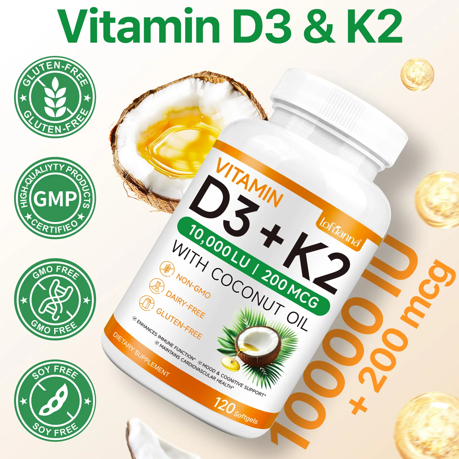 Wholesale Private Label Vitamin D3 K2 Softgel Capsules