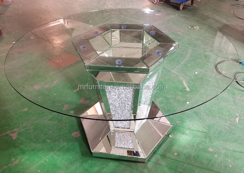 Hot Sparkly Mirrored Round Dining Table - Crushed Diamond
