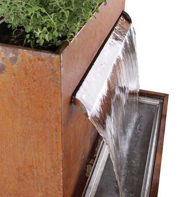 Rusty Corten Steel Outdoor Fountain Water Sculpture Rain Curtain and ...