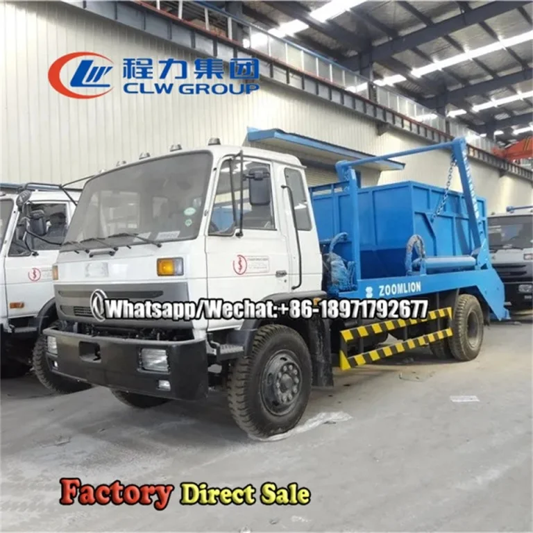 Dongfeng 4x2 10m3 Swing Arm Container Rear Loader Arm Roll Garbage ...