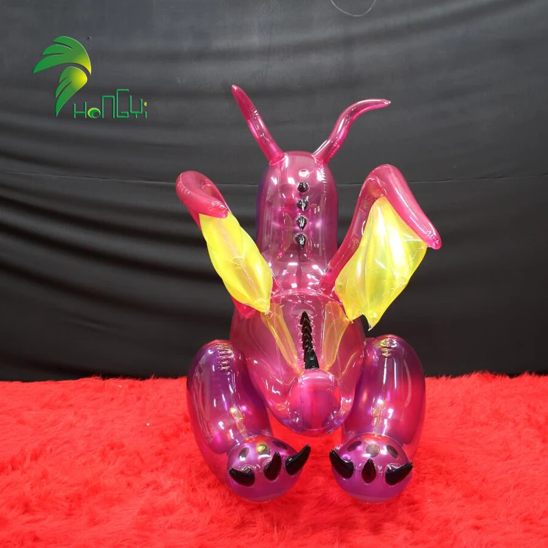 Transparent Pink Dragon Inflatable Toy - 2-4m Customizable