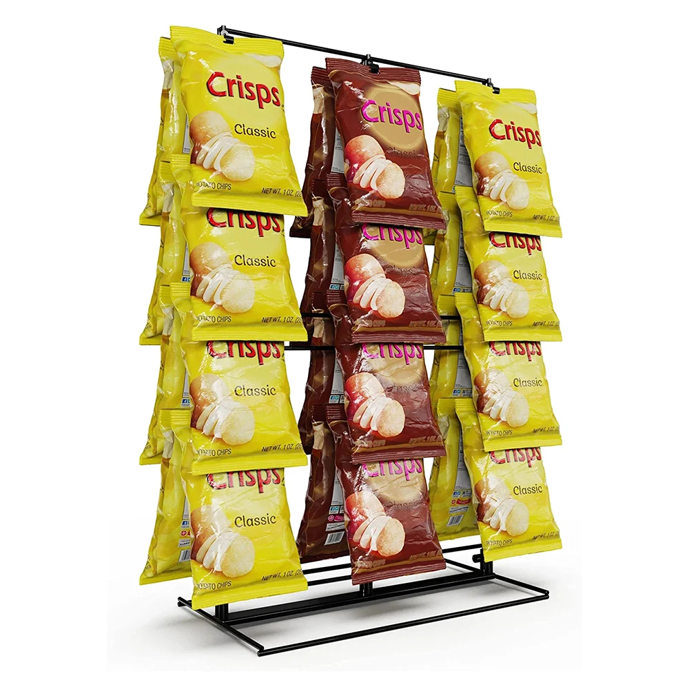 Black 3-row Display Store Candy Display Rack,Portable Retail Potato ...