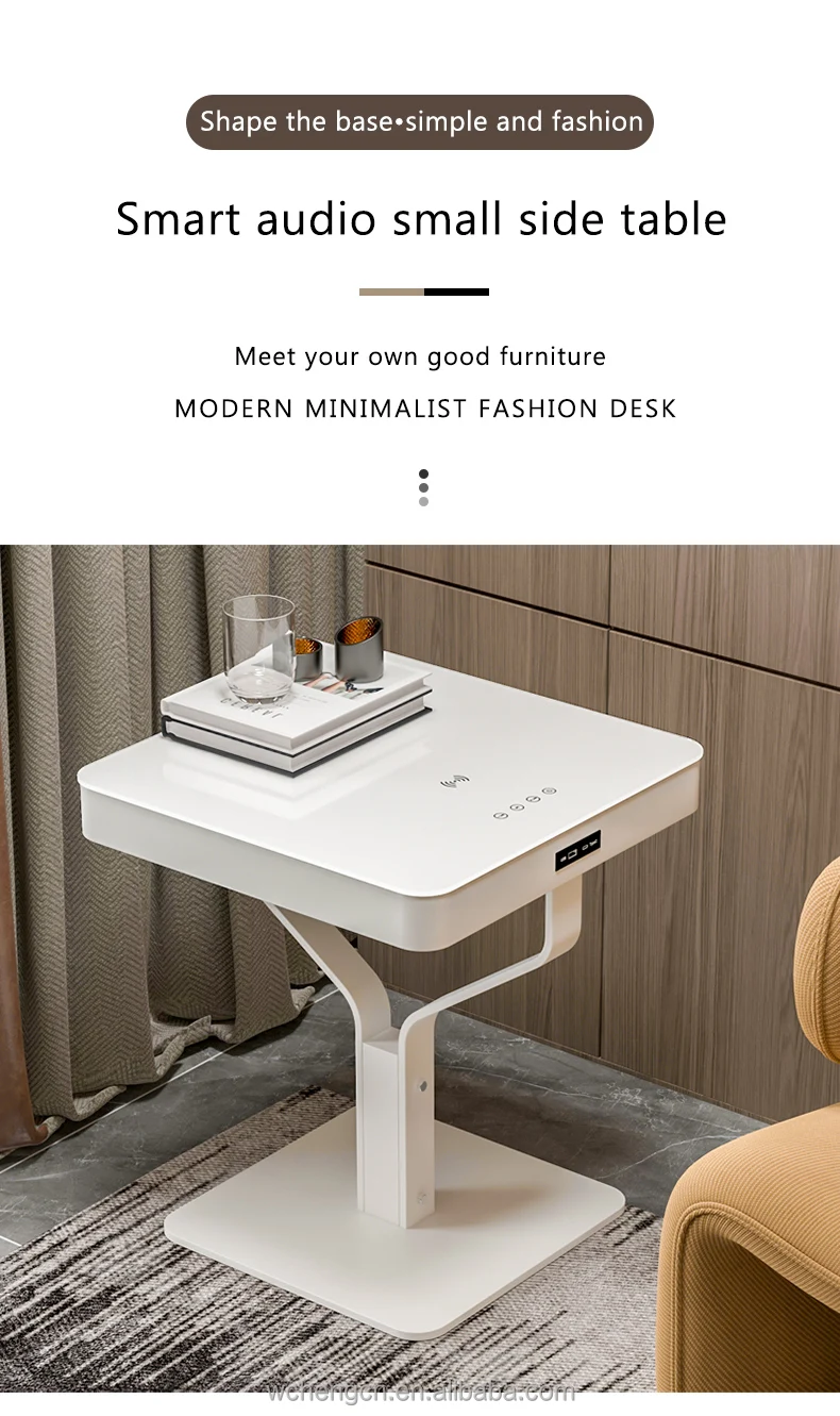 Modern Nightstand Tamper Glass Top Home Office Furniture With Speaker Smart Bed Side Table - Buy ...