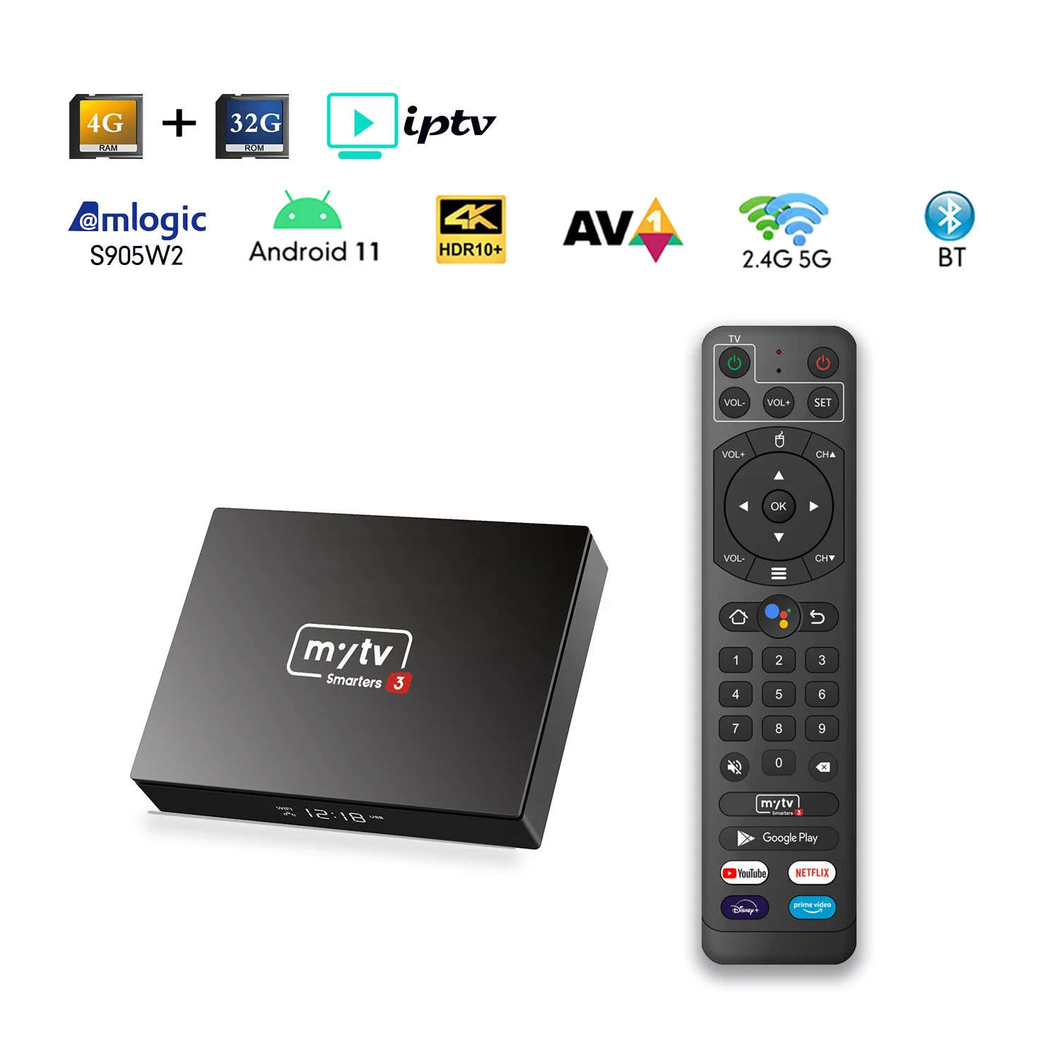 2o24 Android 4k Tv Box Ott Iptv Mytv T9 Smarters 3 Player Atv Ui Bt Voice Remote Free To View ...