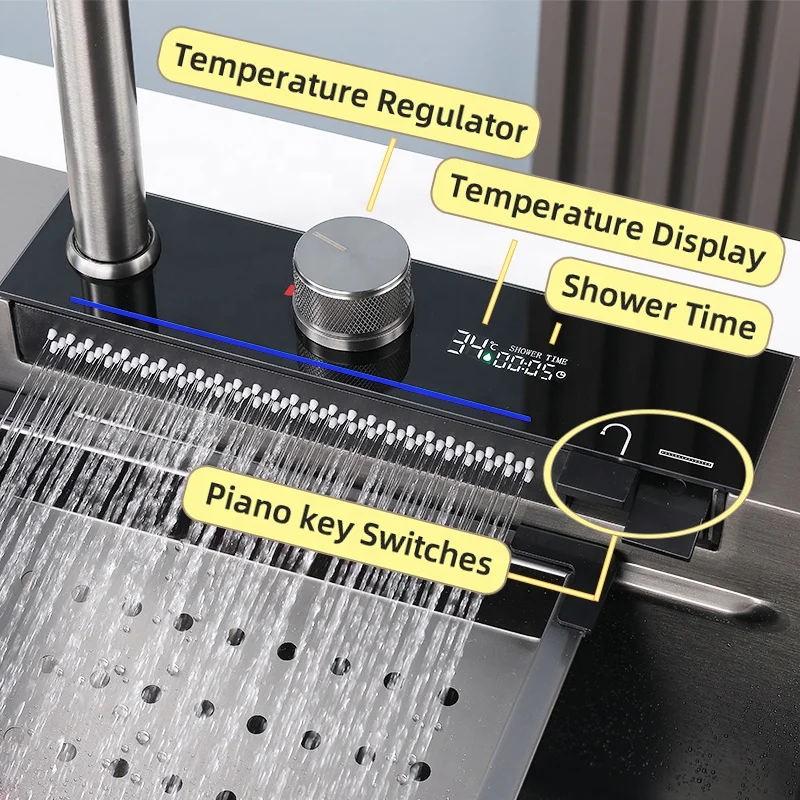 Smart Stainless Steel Sink with Temperature Display