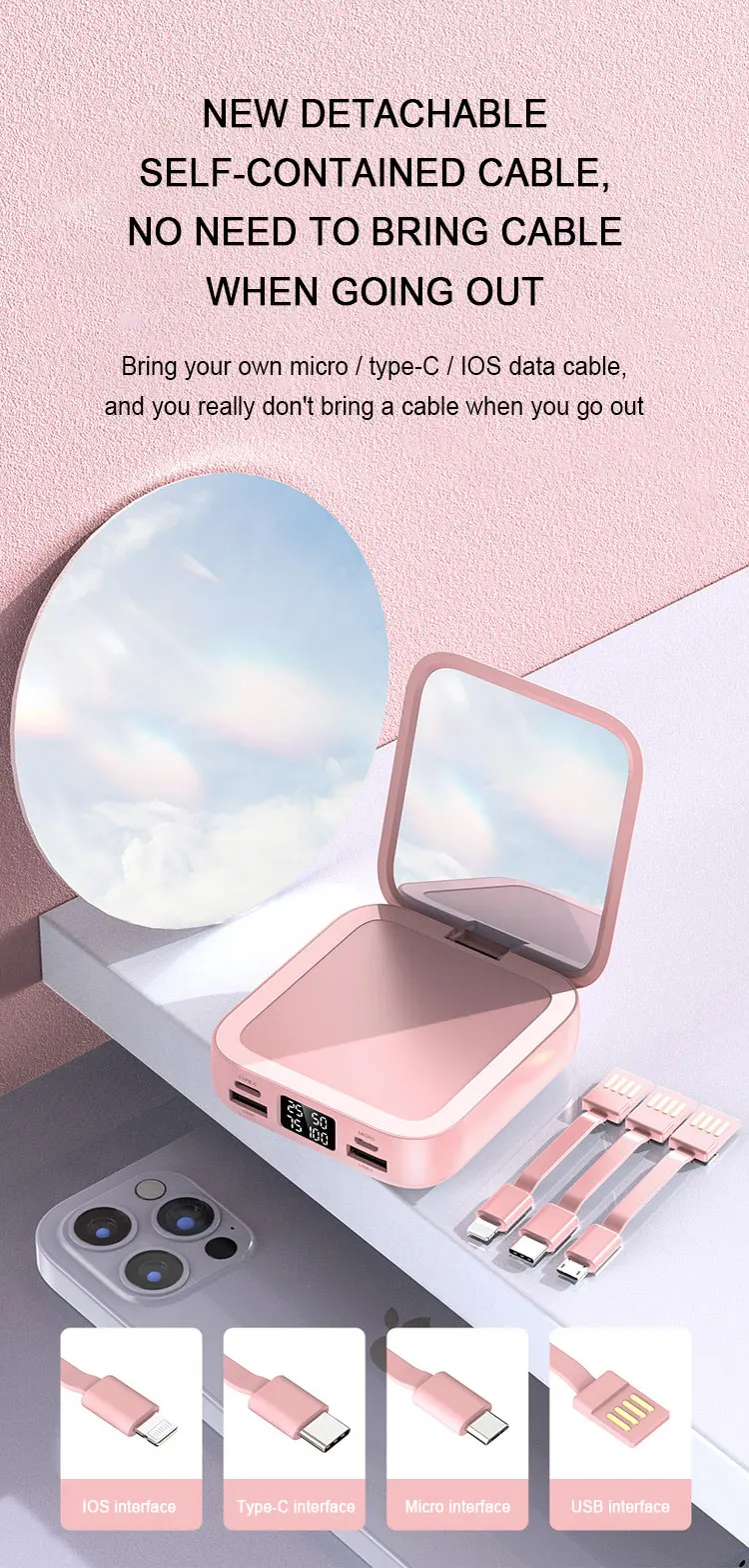 Panic Buying 10000mah Mini Power Bank With Mirror Thin Power Bank From ...