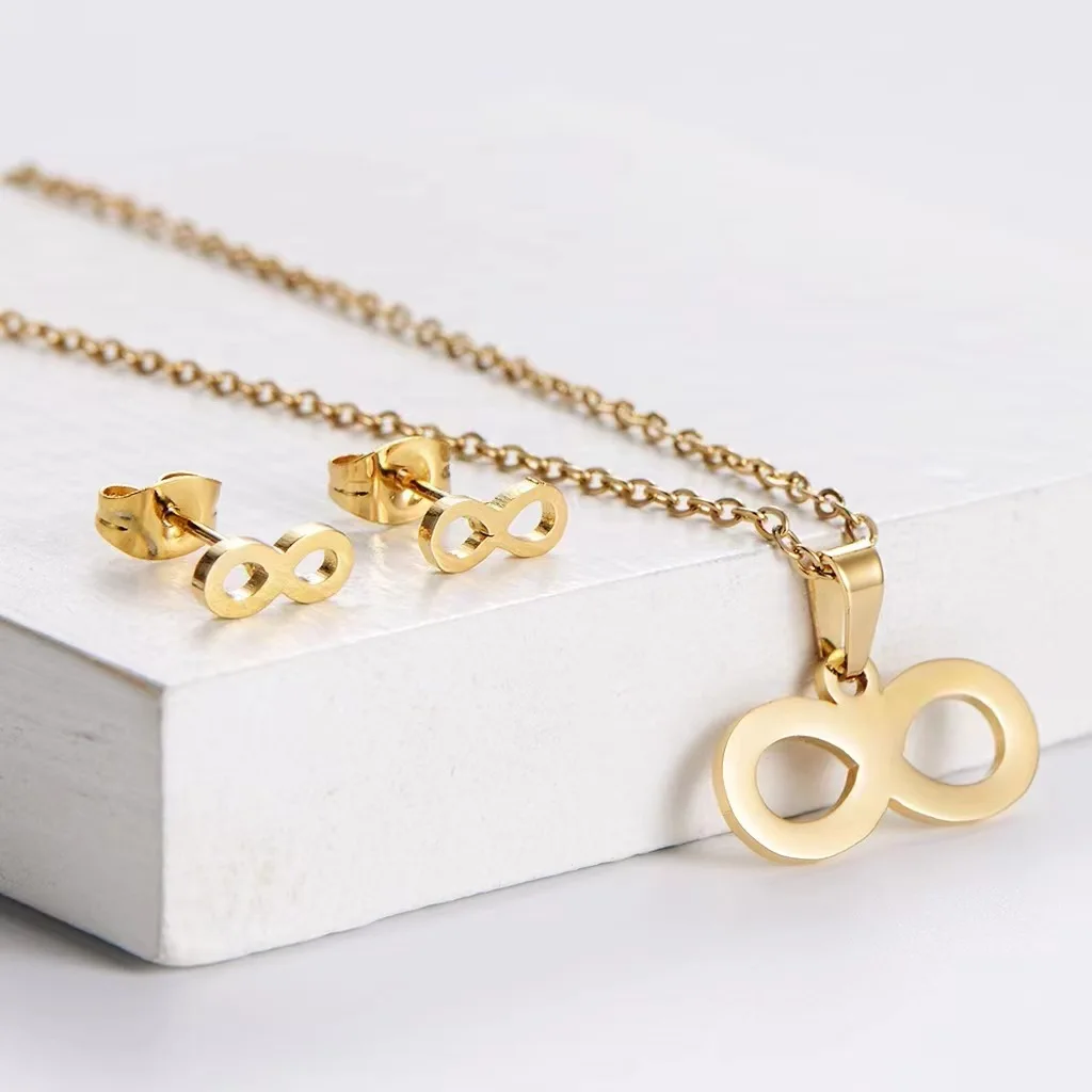 Minimalist 18K Gold Stainless Steel Jewelry Set for Women