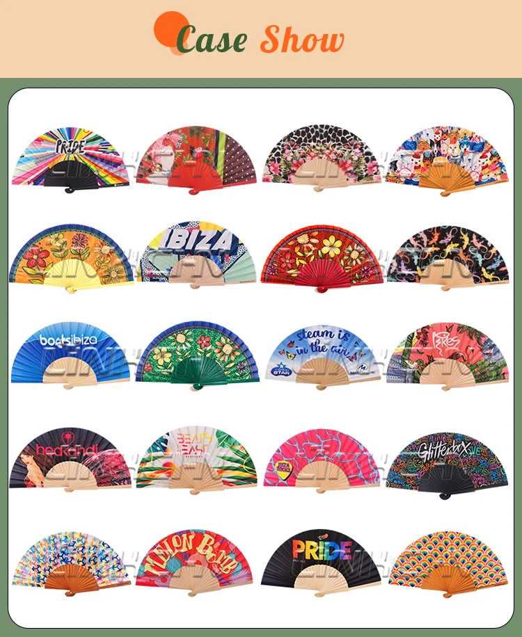 Hand Fan Handcrafted Spanish Cotton Fabric and Wood Includes Protective ...