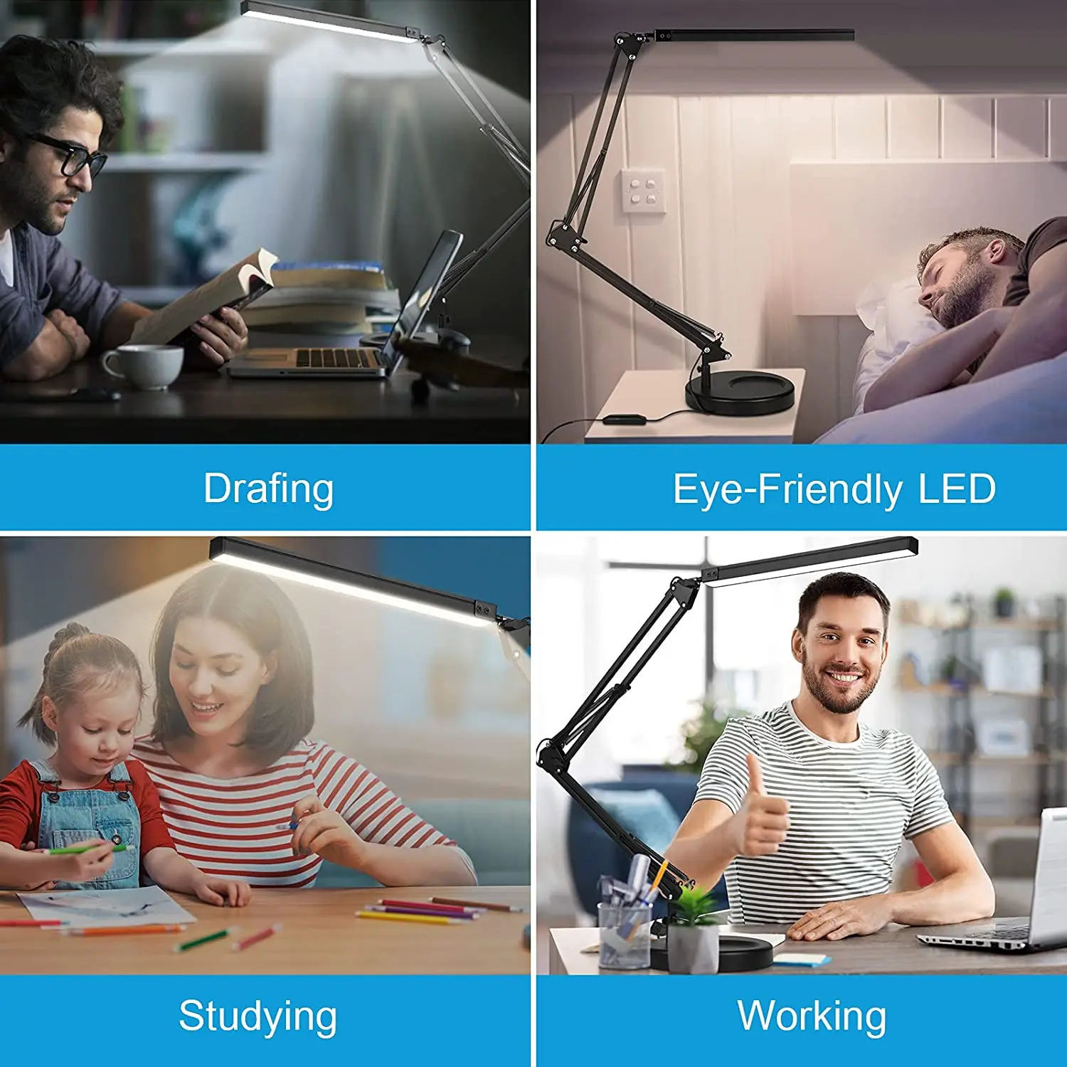 Modern Industrial Wind Mechanical Swing Arm Led Work Desk Lamp With ...