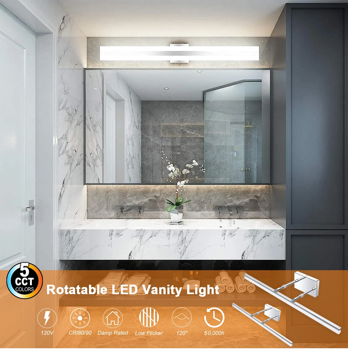 Worbest Retractable 36inch 2700k-5000k Adjustable Led Vanity Light ...