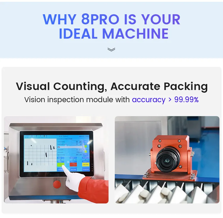 8 Lane CCD Camera Inspection Automatic Capsule Tablet Counter Vision ...