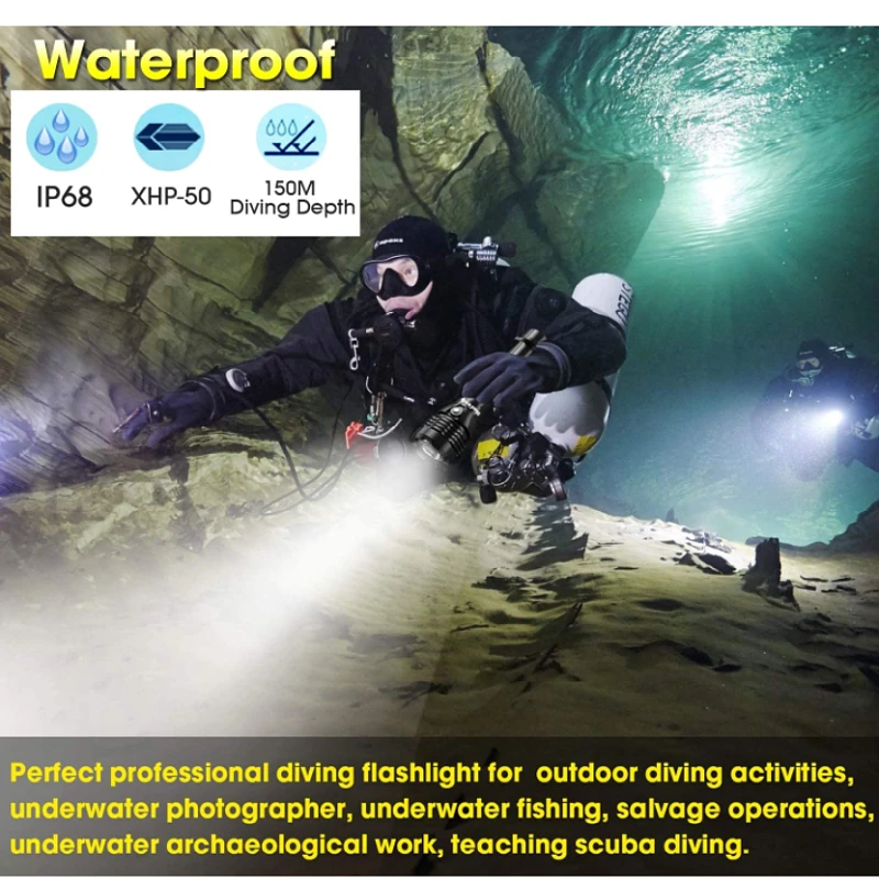 Aluminum Ip7 100m Underwater Magnetic Switch P50 Led Torch Light ...