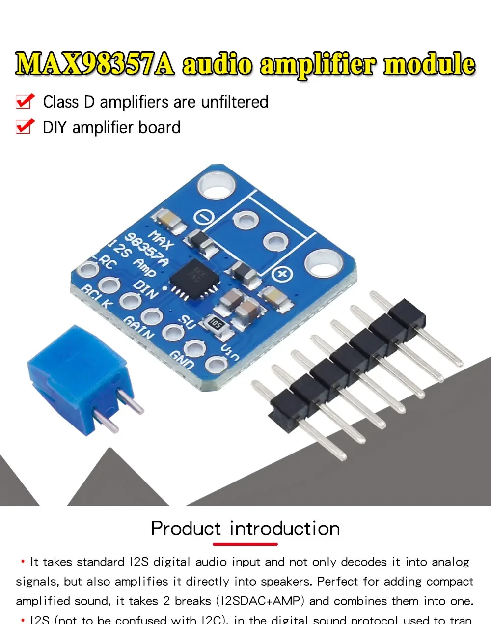 Max98357A MAX98357 I2S DAC Decoder 3W Audio Amplifier Module Diy Class ...