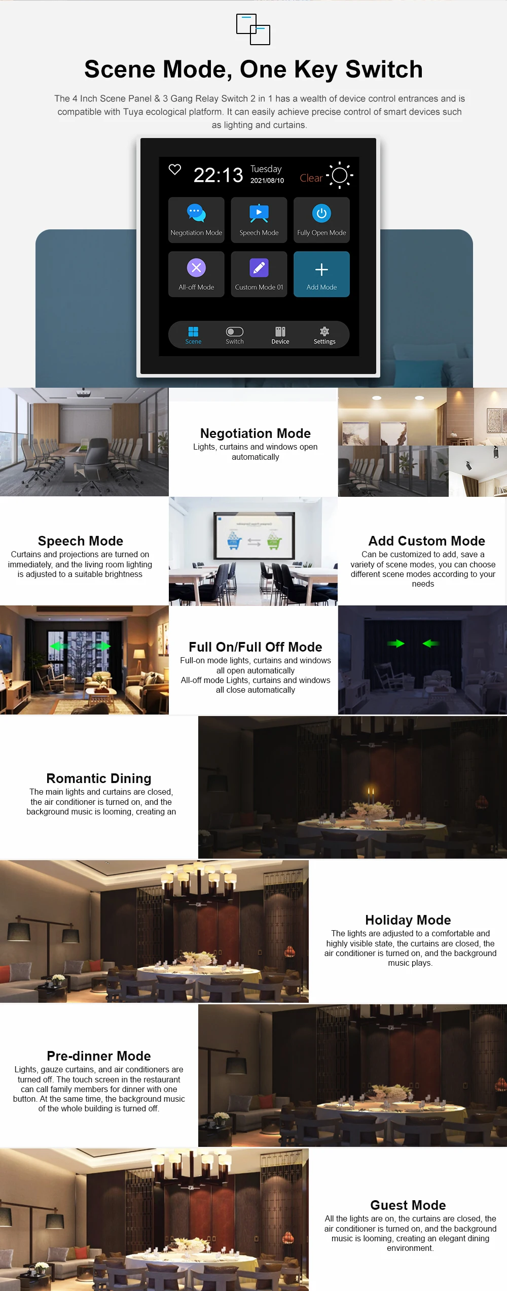 Smart Home Automation System Controller Tuya Smart Switch Scene Panel ...