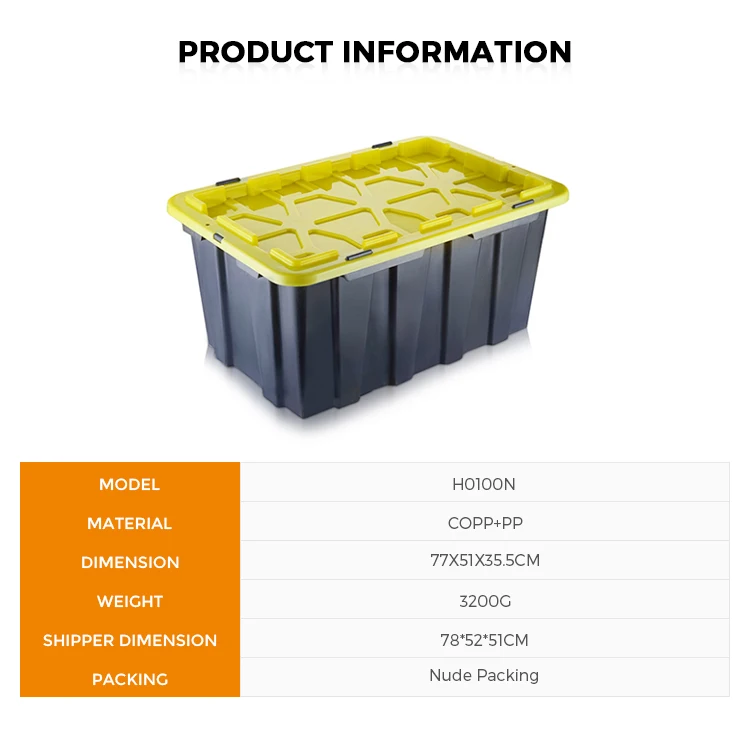 100l Stackable Heavy Duty Plastic Storage Tool Box with Snap Lid ...