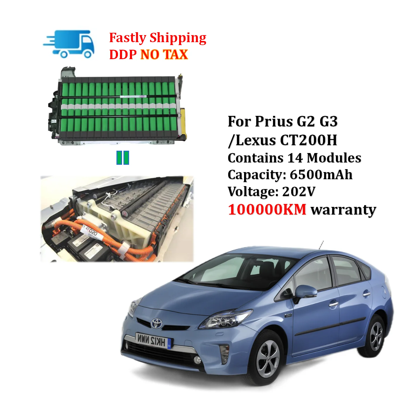 Fresh Cell Brand New Ni-Mh 14.4V 6.5ah Hybrid Battery for Prius Gen2/ Gen3