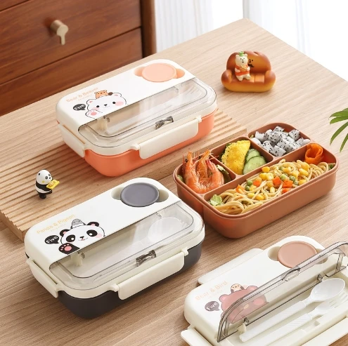 Microwavable Meal Box With Fork And Spoon Divided Retaining Freshness ...