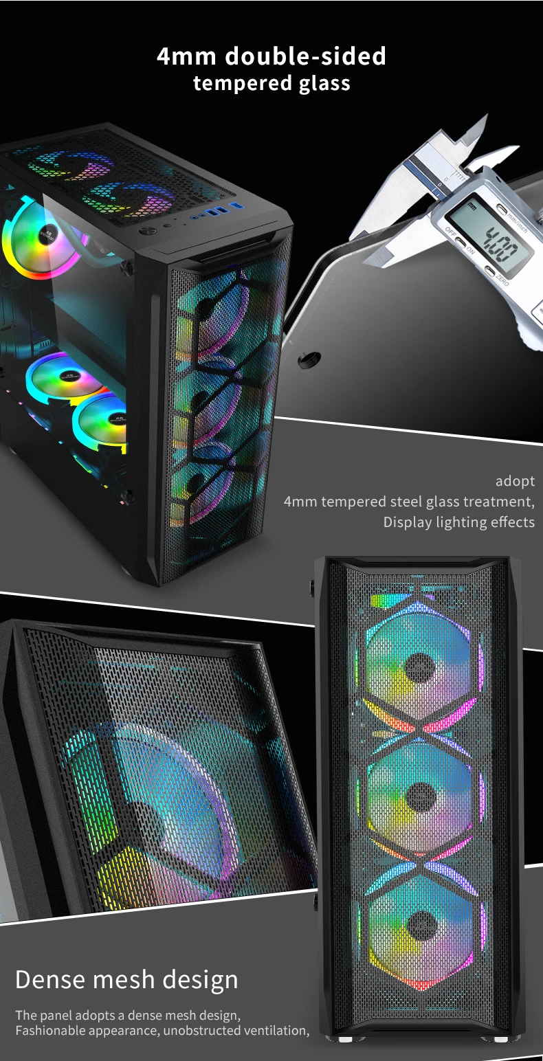 SNOWMAN Gaming Case - ATX Desktop PC Tower with RGB Fans