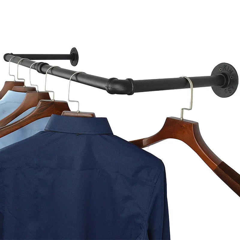 Industrial Pipe Clothing Rack Wall Mounted Clothes Stand Floating ...