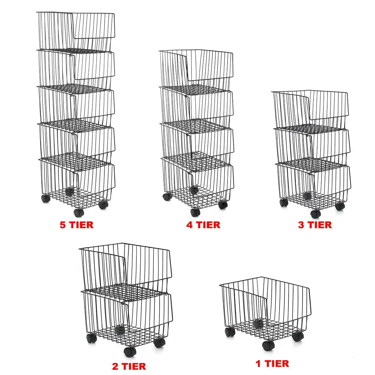 Multilayer Storage Rack With Wheels For Kitchen Movable Cart Shelf ...