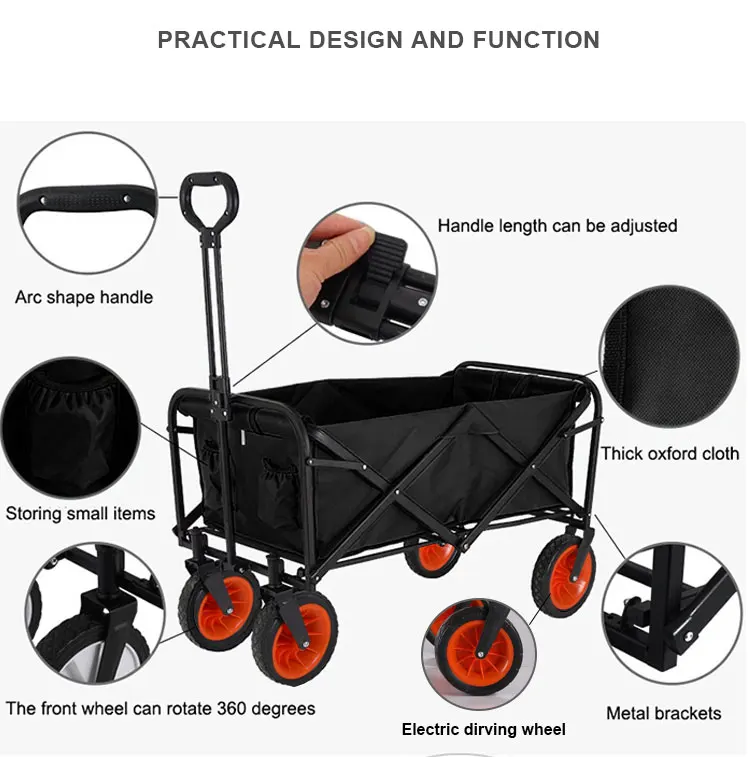 Motorized Wheels Folding Beach Trolley Wagon Cart for Camping