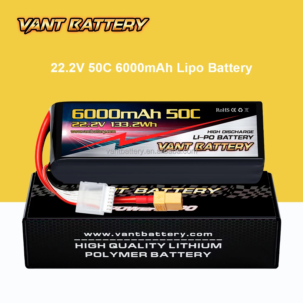 Vant 6s Rc Lipo Battery 22.2v 6000mah 50c With High Performance For Rc ...
